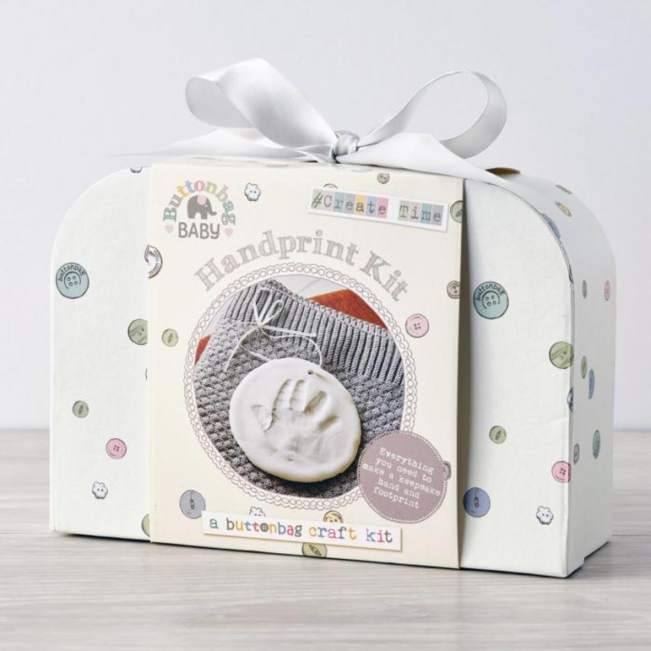 Baby Clay Hand Print Kit & Keepsake ribbon tied suitcase